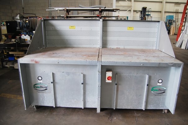 Dual Draw down draft table, 94" L x 44" W perforated metal table, 23" H ...