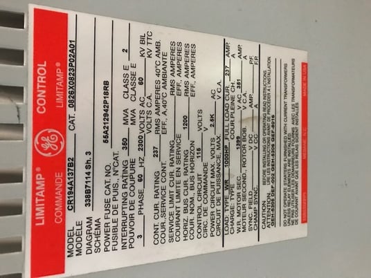 1000 HP General Electric Limitamp, 2300V., GE 469 MMR control, 5 ...