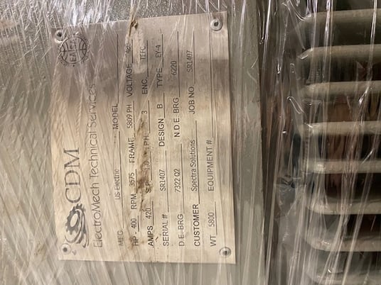 400 HP 3600 RPM U.S. Motors, Frame 5809PH, complete rewind, new bearings, 460 Volts for Sale ...