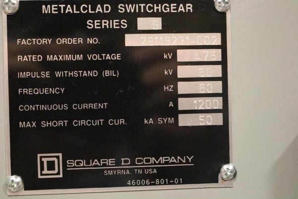 Square D #MasterClad, 1200 Amp, 5 KV, 5 sections w/6 breakers, new ...