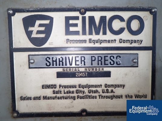 48" Eimco Shriver filter press, with (24) 48" polpropylene recessed ...