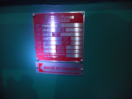 55 GPM, CPC #H2R, type BB2, size S3x4x15, 200 HP Baldor motor 447TS (2 ...