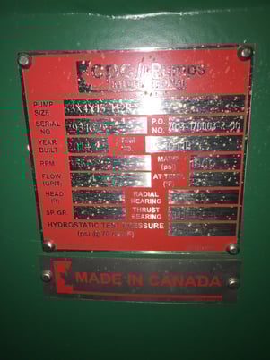 55 GPM, CPC #H2R, type BB2, size S3x4x15, 200 HP Baldor motor 447TS (2 ...