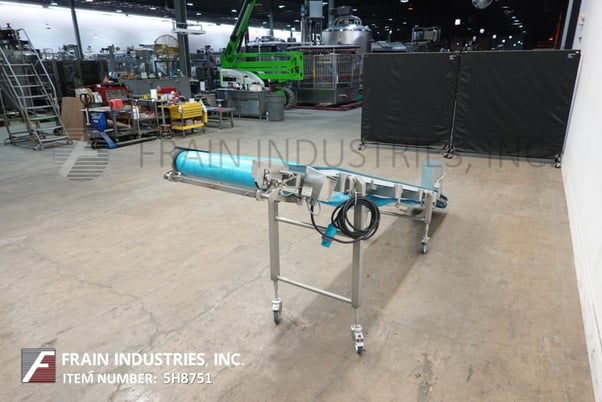 18" wide x 12.9' long, Inclined Stainless Steel conveyor, 8-1/2" infeed ...