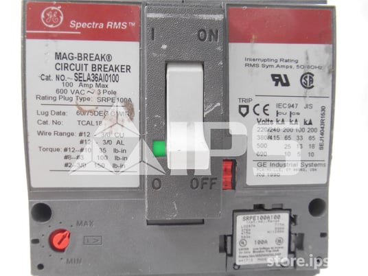 GE Spectra Sel Mccb Mag-break 100at, 100 Amps Rp, Inst 287-1280a, Rms ...