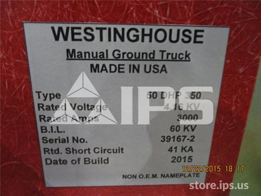 National Switchgear Nss ground and test device 3000a for wh 50dhp 350 ...