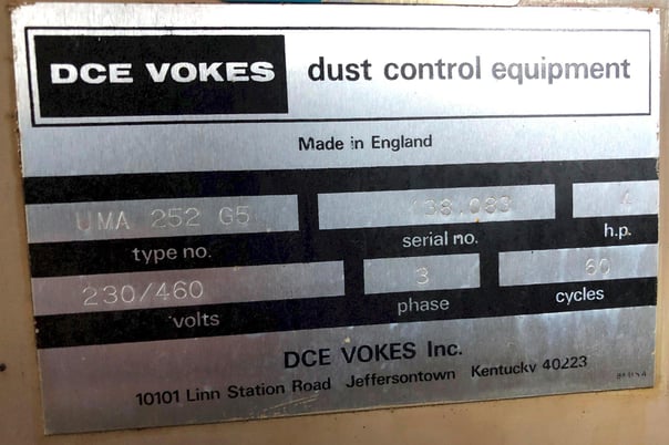 DCE Vokes #UMA-252-G5, dust collectors, 4 HP for Sale | Surplus Record