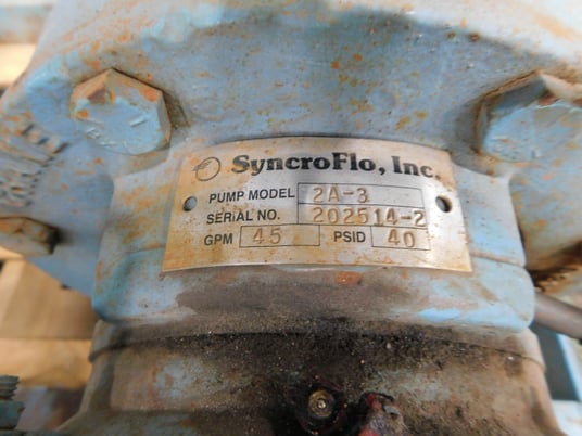 3" Syncroflo #2DA33, water booster pump, 45 GPM, 40 PSID, 3 HP, 3 phase ...