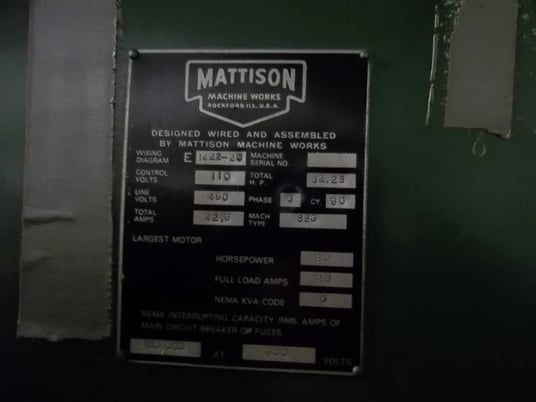 24" x 72" Mattison, surface grinder, 20 HP, 460 V., 3 phase 60 hz for ...