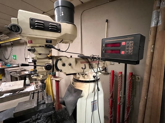 Jet #JTM-4VS, vertical milling machine, 9" x49" table, 3 HP, 60-4200 ...