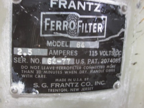 S.G. Frantz #64, Electromagnetic Filter Separator, 115 voltage DC, 2.5 ...
