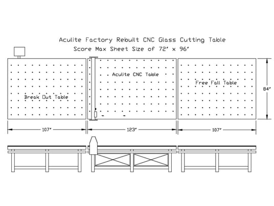 Aculite 72X96-CNC, Glass Cutting Table, 72" x 96" glass size, 83" x 123 ...