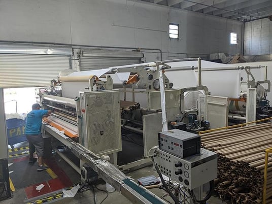 Tissue Converting line, Perini, 2 unwind stands for 2 ply, rewinder ...