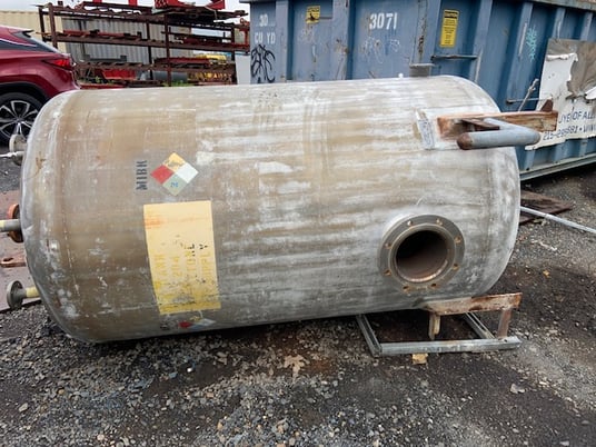 1000 gallon Dusenbery, Stainless Steel vacuum vessel, 20 psi/FV, side ...