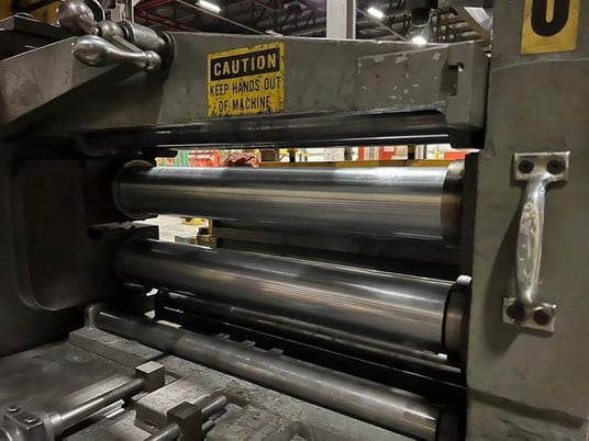 24" x .09" Ruesch slitting line, 5000 lb., 4" arbor, uncoiler, pass ...