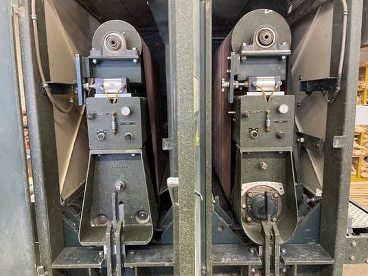 40" Timesavers #TB-440.4, 2-Head Veneer Sander, 50 HP 12" contact head ...