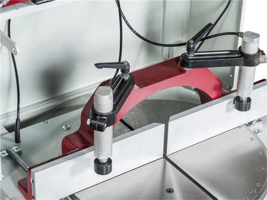 18" Atech #CRATER-06-A, pneumatic miter upcut saw, cast iron tabletop ...