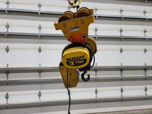 3 Ton, Budgit hoist crane system, 23' span, 20' bridge rail length, 25 ...