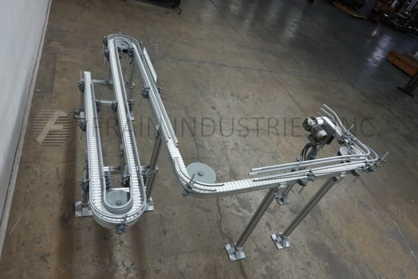 3" wide x 35.1' long, Simplematic, table top switchback conveyor with ...