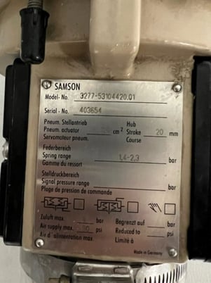 Samson #3277-53104420.01, Pneumatic Diaphragm Actuated Valve for Sale ...