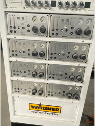 8-Gun Automatic Powder Coating System, Wagner EPG Digiflow, refurbished for Sale | Surplus Record