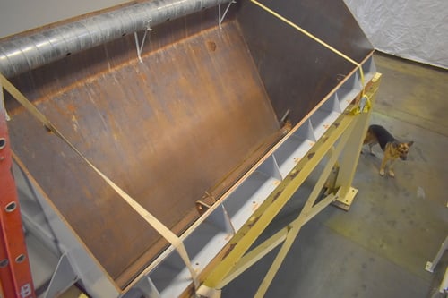 Bulk metering feeder surge bin hopper, with weigh chueck, scale & load ...