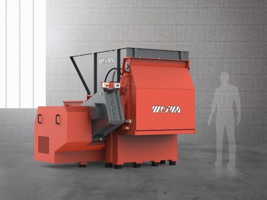Weima #WLK-13, Vertical Hopper Fed Waste Grinder, 51" x 47" hopper, 2 ...
