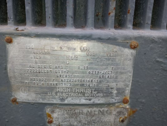 150 HP 890 RPM U.S. Motors, Frame 449VPH, TEFC, high thrust ...