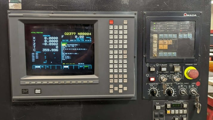 Amada #367-Apelio-III, CNC Co2 laser turret punch combo, 2000 watt, 58 ...