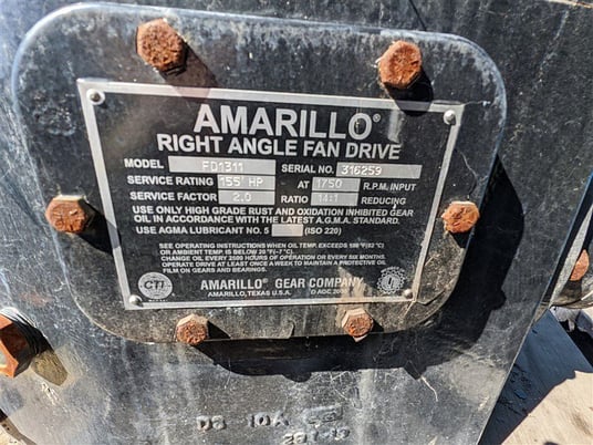 155 HP @ 1750 RPM in, 125 RPM out, Amarillo #FD1311, right angle fan ...