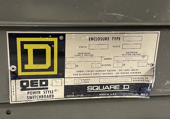 3000 Amps, Square D #QED switchboard sections 480 Volts 3P3W with ...