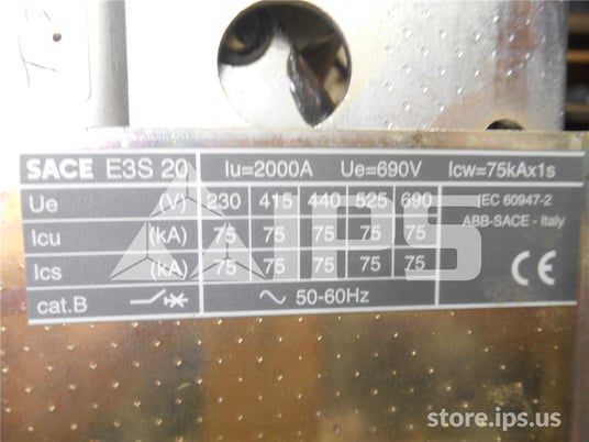 2000 Amps ABB Sace Emax E3s Eo/do Parts Unit for Sale | Surplus Record
