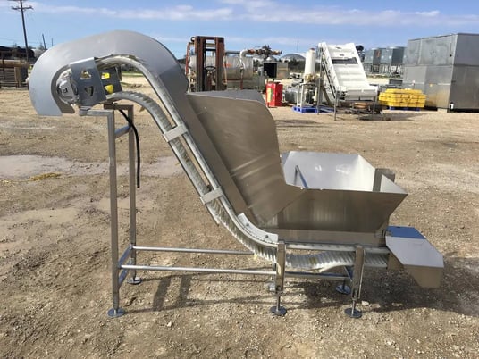 4" wide, Stainless Steel Elevator Conveyor, 0.75 HP, 36" infeed, 57 ...