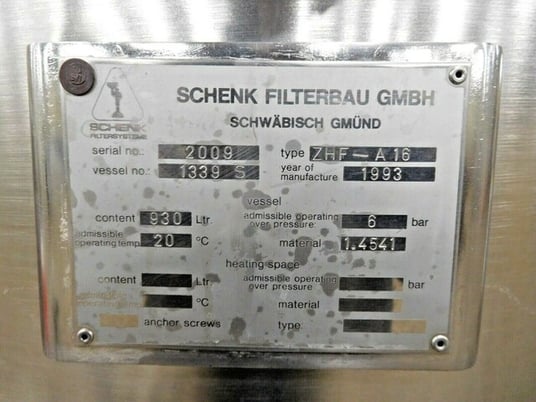 Schenk #ZHF-A16, Brewery Filtration System, Stainless Steel, 1 HP, 1600 ...