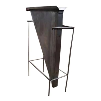 Stainless Steel Funnel Tank/Hopper, 4" width x 3' 8" L top infeed, 4 ...