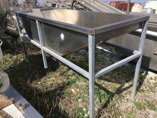 Rectangular Stainless Steel Hopper/Funnel Tank w/ slide valve discharge ...