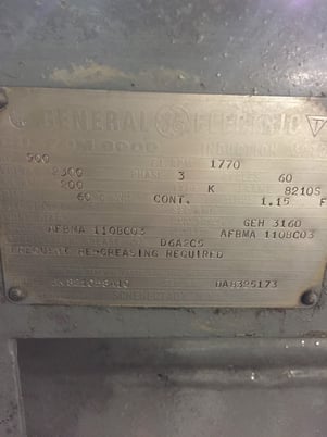 900 HP 1770 RPM General Electric, Frame 8210S, 2300 Volts WP879 for ...