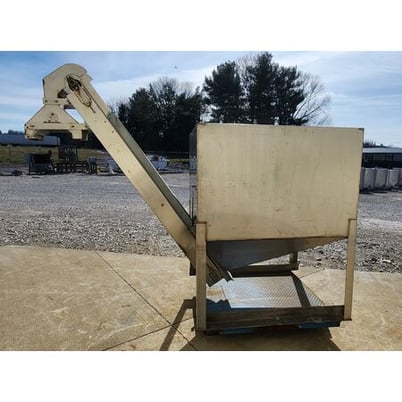 6" wide, Stainless Steel Hopper w/ Belt Conveyor Frame [part], 55 cu.ft ...