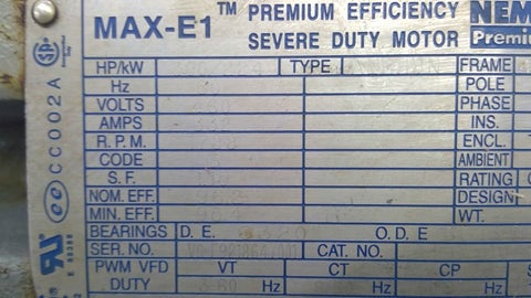 300 HP 1800 RPM Teco Westinghouse MAX-E1, Frame 449T, TEFC, 4P ...