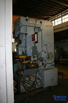 110 Ton, Aida #PC-10, gap frame press, 6.6" stroke, air clutch & brake ...