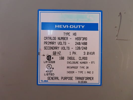 3 KVA 240x480 Primary, 120/240 Secondary, EGS HS5F3AS, 1 phase ...