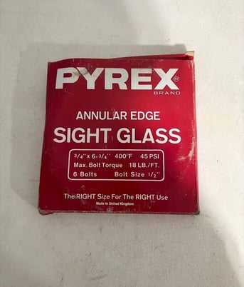 Pyrex, Annular Edge Sight Glass, 3/4" x 6-3/4", 400 F, 45 psi, 18 lb ...