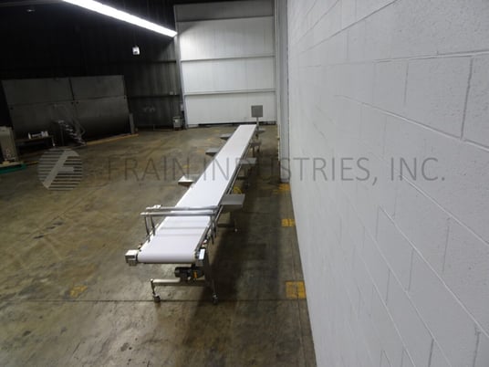 30" wide x 39.6' long, Unifiller, Stainless Steel frame belt conveyor ...