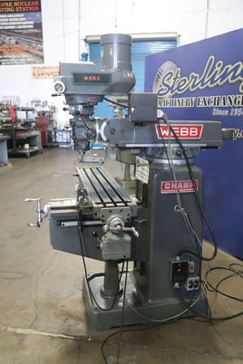 Webb #3VK, vertical mill, 10" x50" table, X-Axis rapid power feed, 2 ...