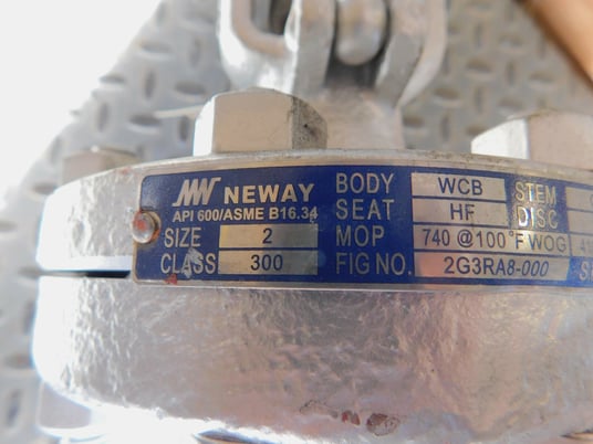 2" Neway #2G3RA8-000, Gate Valve, 740 psi @ 100 F, Class 300, NEW For ...