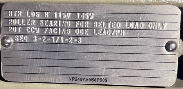 200 HP 3600 RPM General Electric, Frame 445TS, TEFC BB, 460 Volts, New ...