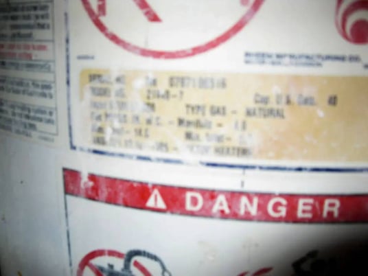 34000 BTUH Rheem #21V40-7 Fury hot water heater, 40 gallon, 5"-14 ...