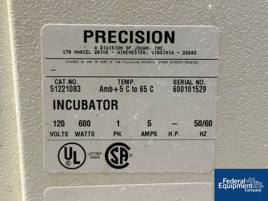 Precision Scientific #6LM, Incubator, cat# 51221083, amb +5 c to 65c ...