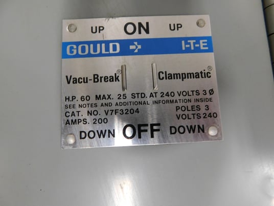 225 Amp. Goulds, VB Series 6 I-T-E, panel board/switchboard, 120/208 ...