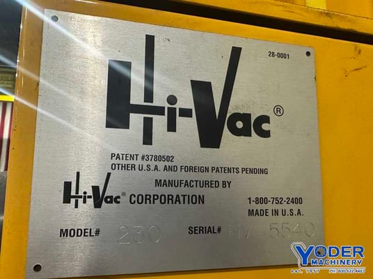 800 cfm Hi-Vac #230, industrial vacuum system, 4" inlet diameter, self ...